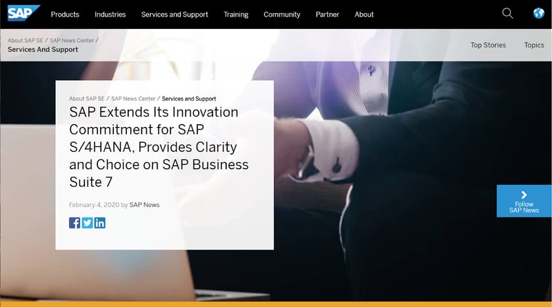 SAP announces maintenance changes for S/4HANA and SAP Business Suite 7